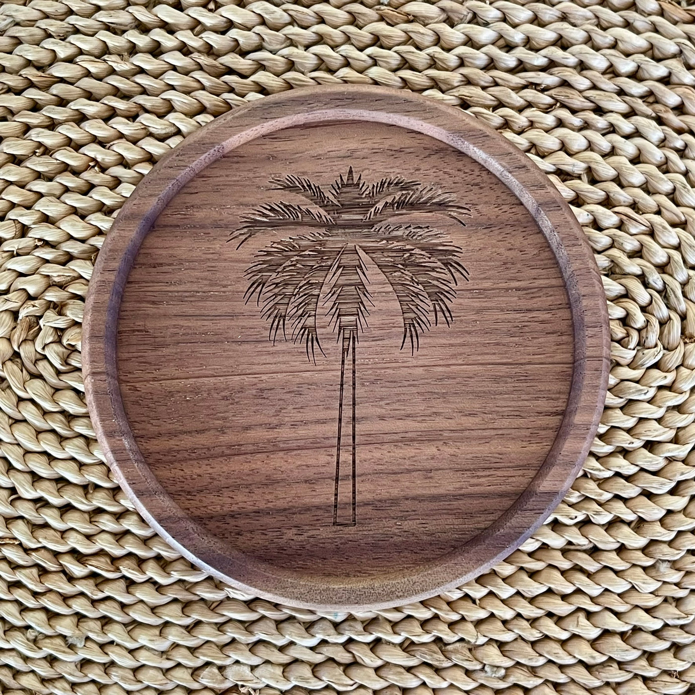 Wooden Palm Tree Drink Coaster– Travel and Tide