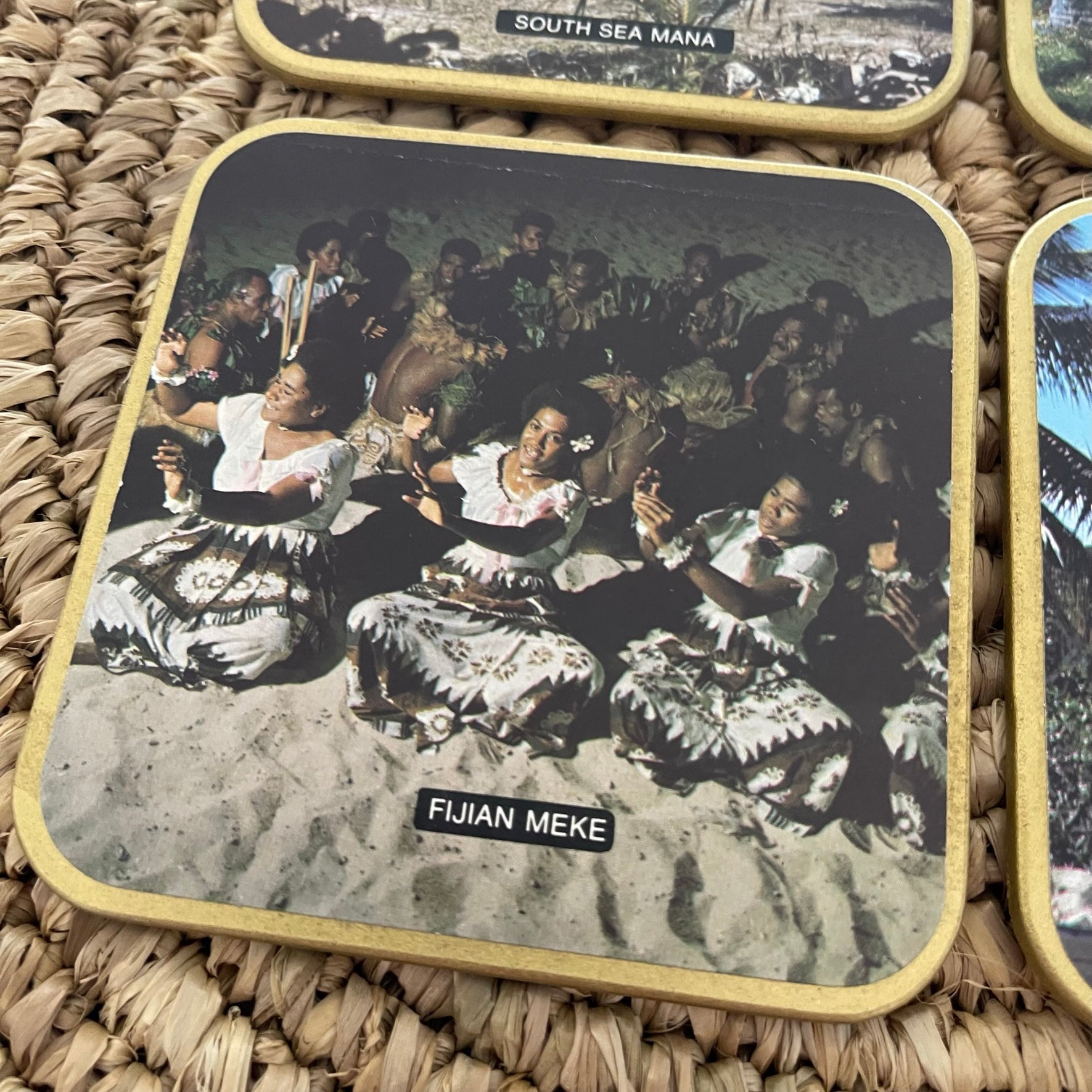 Fiji Gold Trimmed Coasters - Set of 4