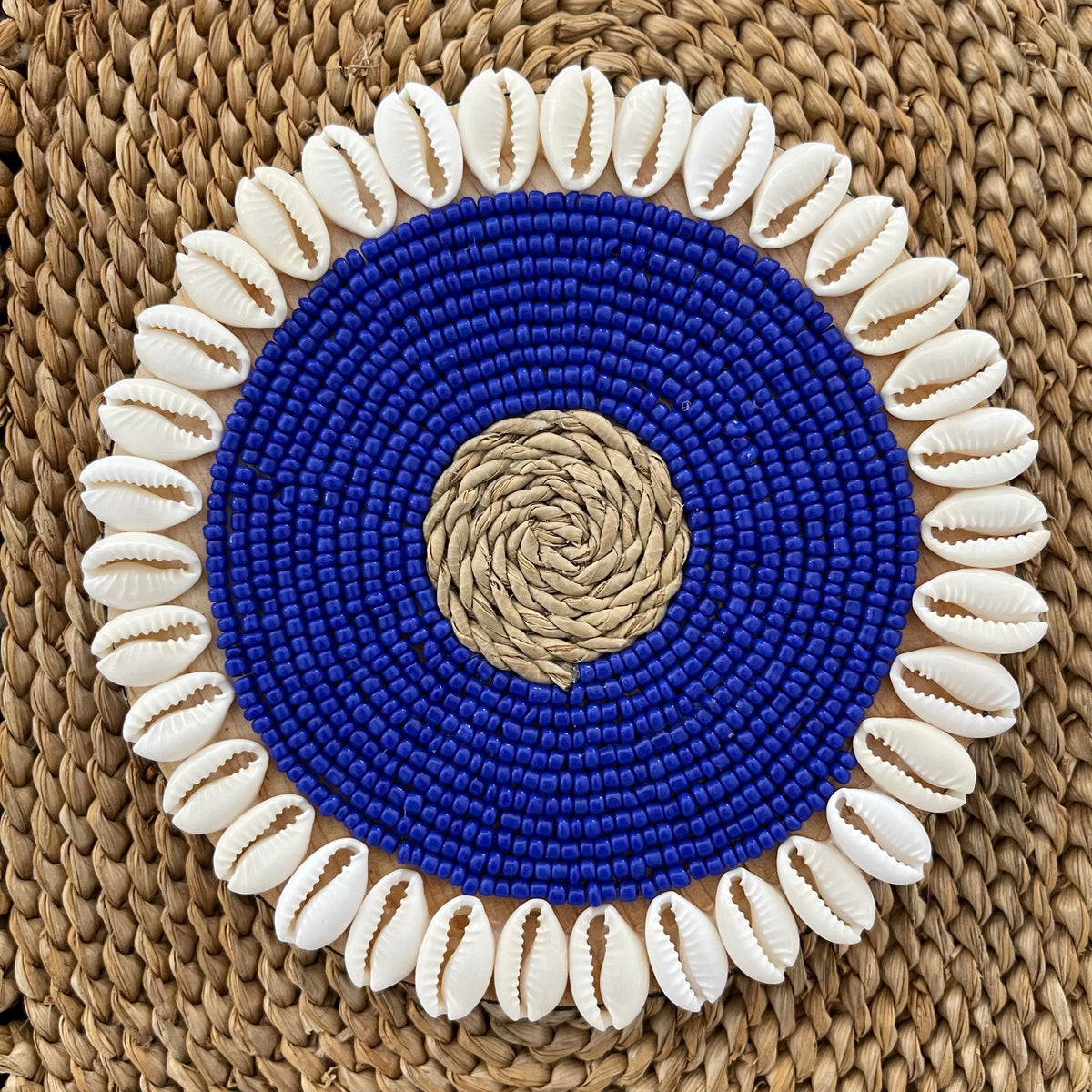 Blue Bead Cowrie Shell Drink Coaster | Coastal Homeware Australia ...