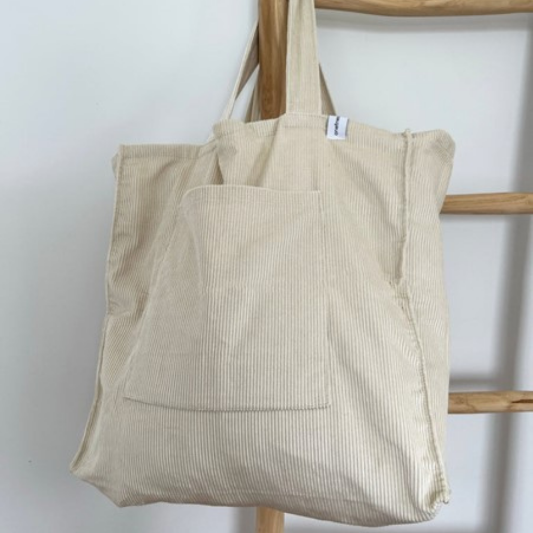 Oversized Corduroy Weekender Bag - Ivory